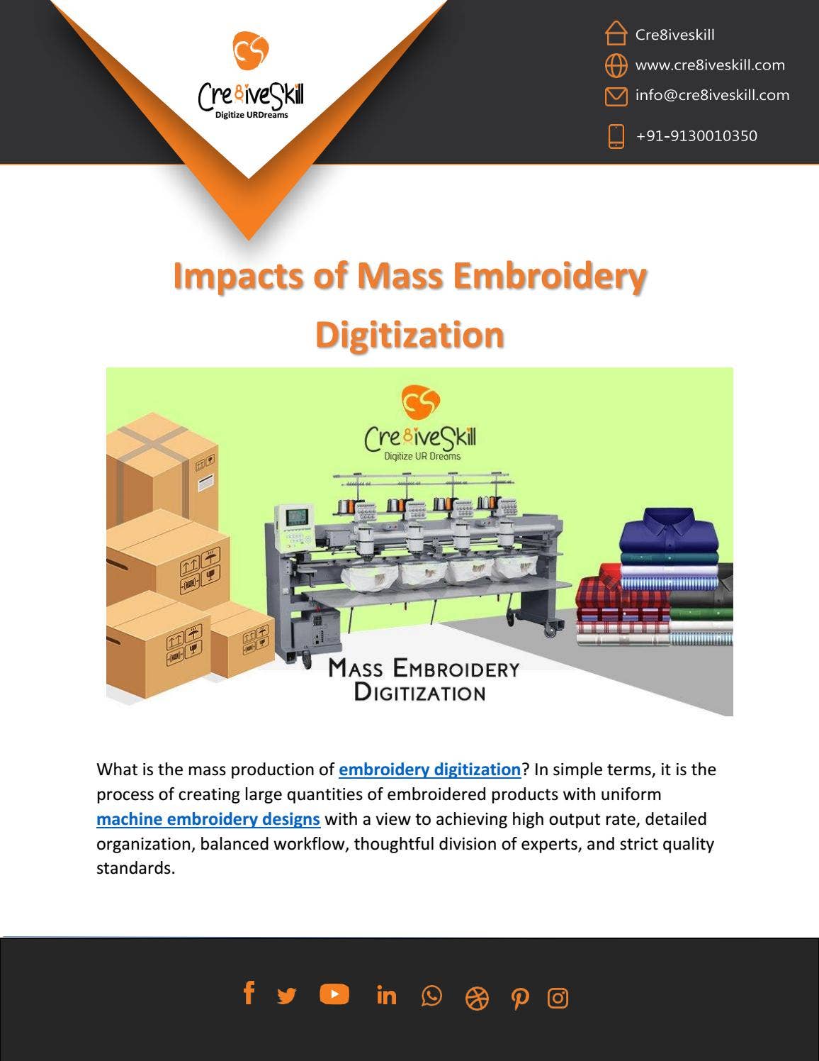 Impacts Of Mass Embroidery Digitizing Services By Cre8iveskill by ...