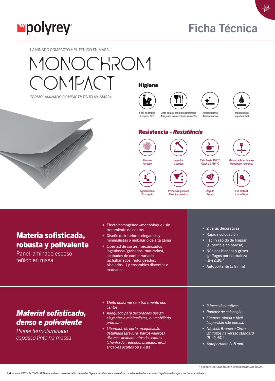 POLYREY - FICHE TECHNIQUE - Monochrom COMPACT - ES PT by Wilsonart - Issuu