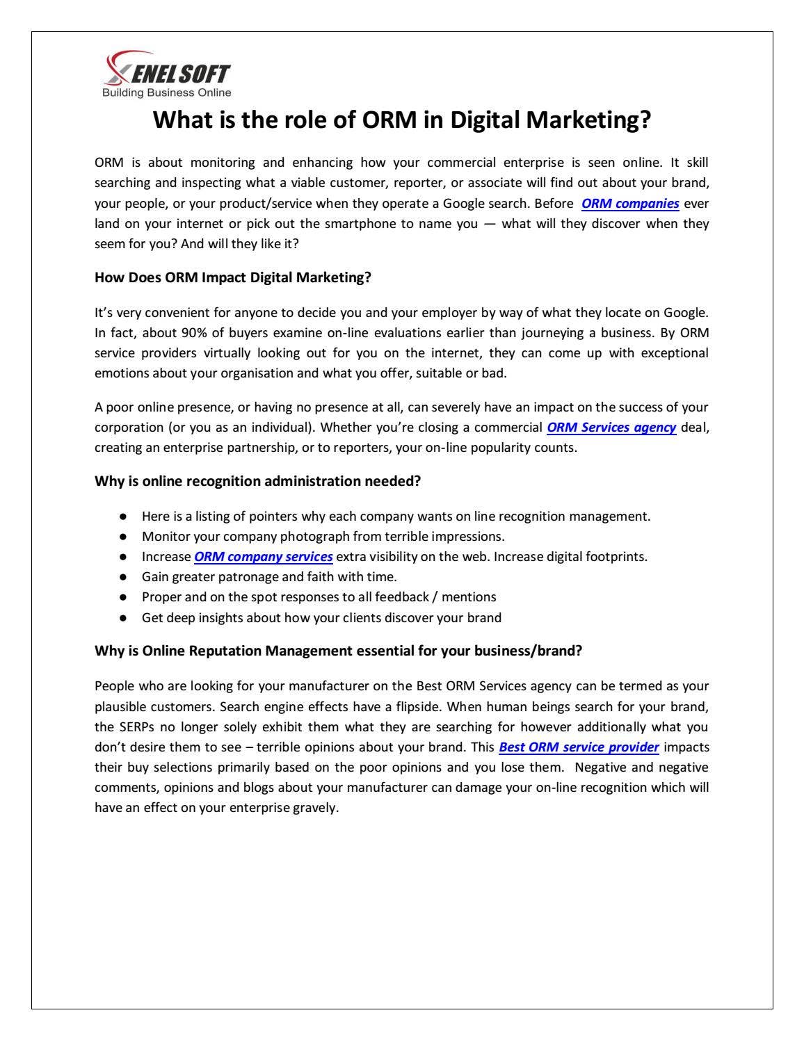 How does ORM impact digital marketing? by Rohit Bisht - Issuu