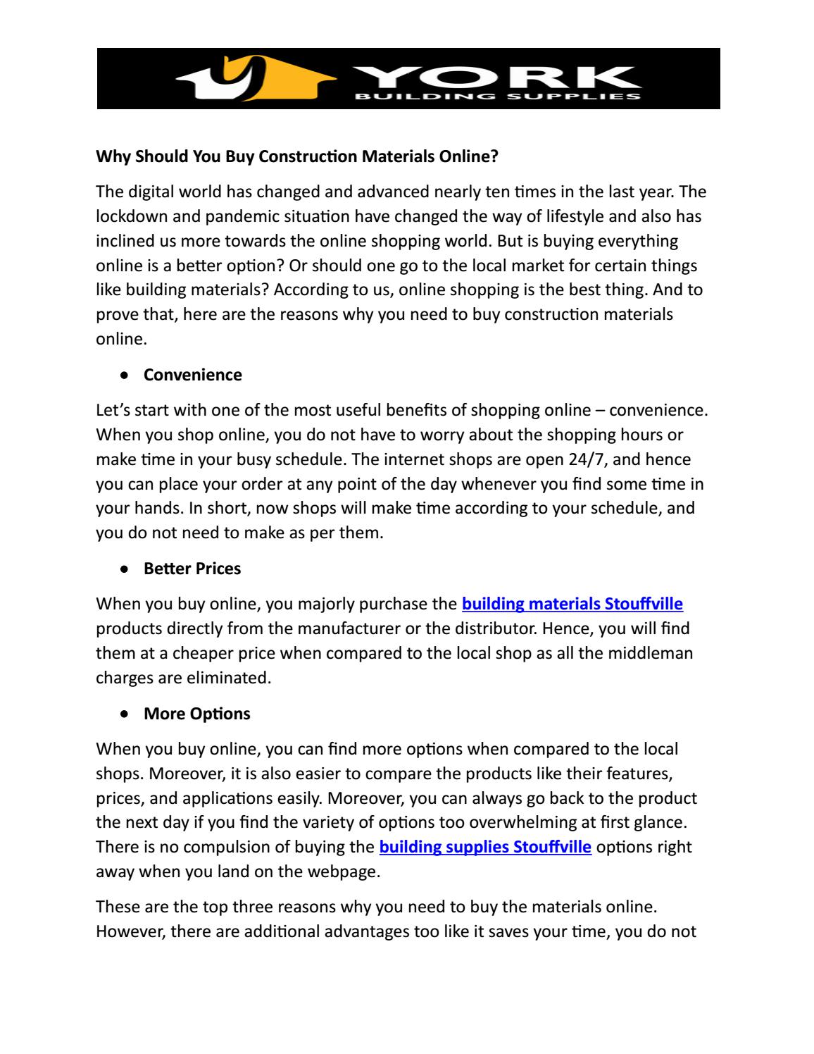 Why Should You Buy Construction Materials Online By York Building why-should-you-buy-construction-materials-online-by-york-building