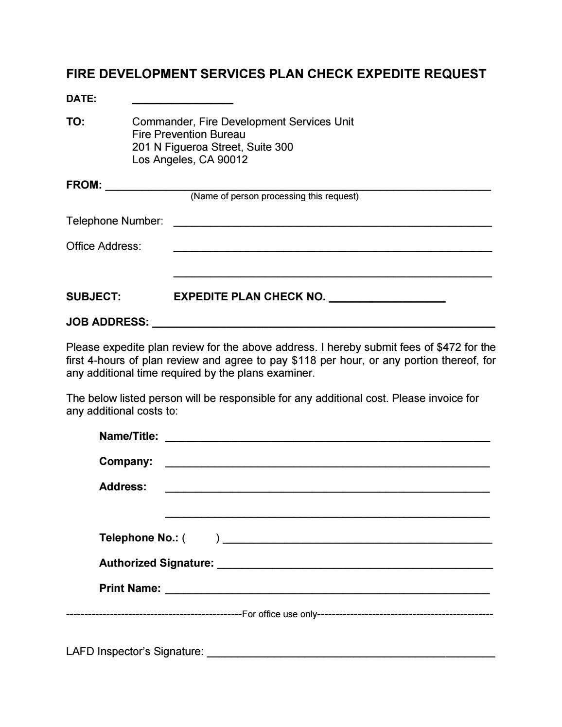 Expedite Plan Check Request - 4/26/2021 by Los Angeles Fire Department ...