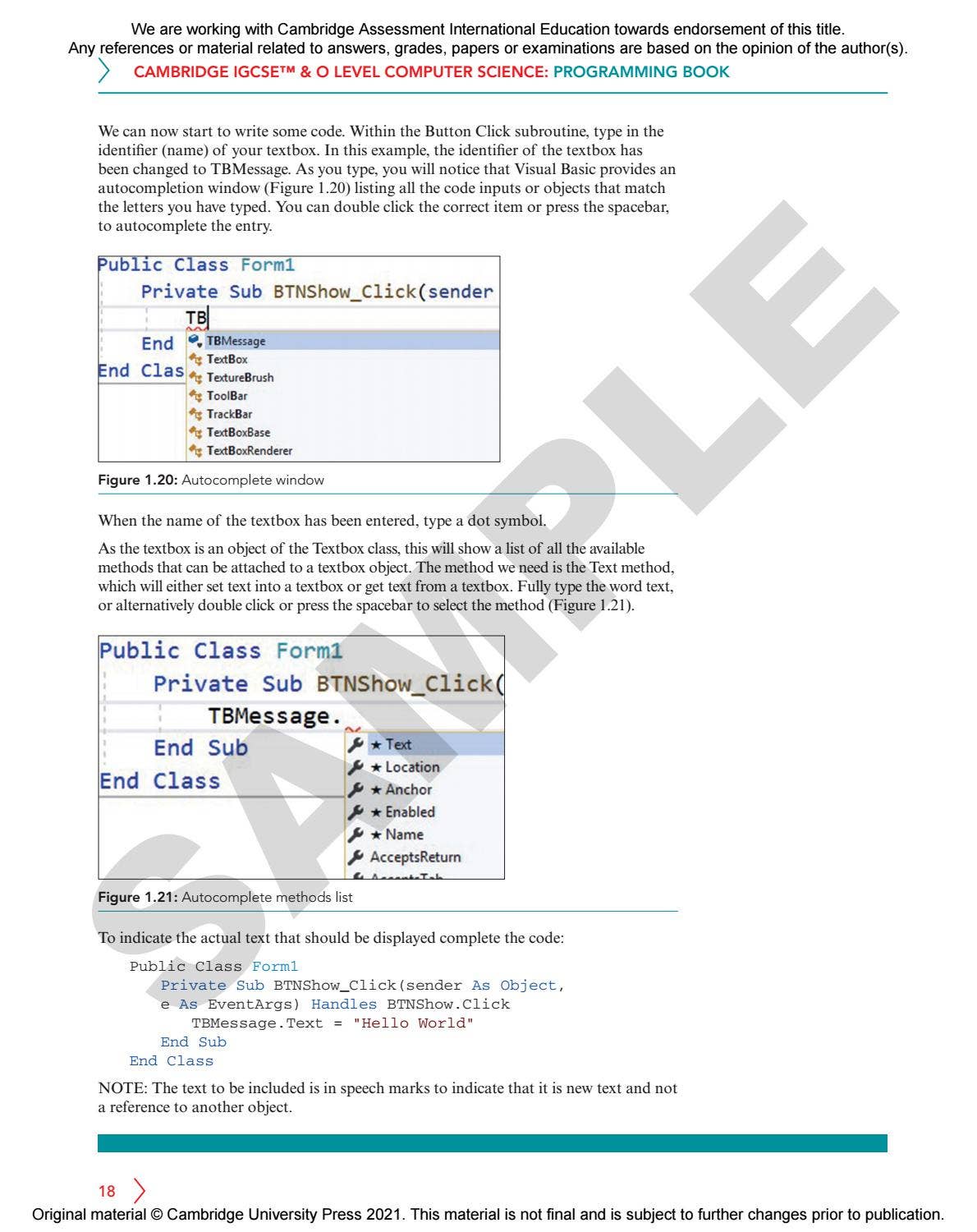 Cambridge IGCSE & O Level Computer Science Programming Book for Microsoft Visual Basic Sample by ...