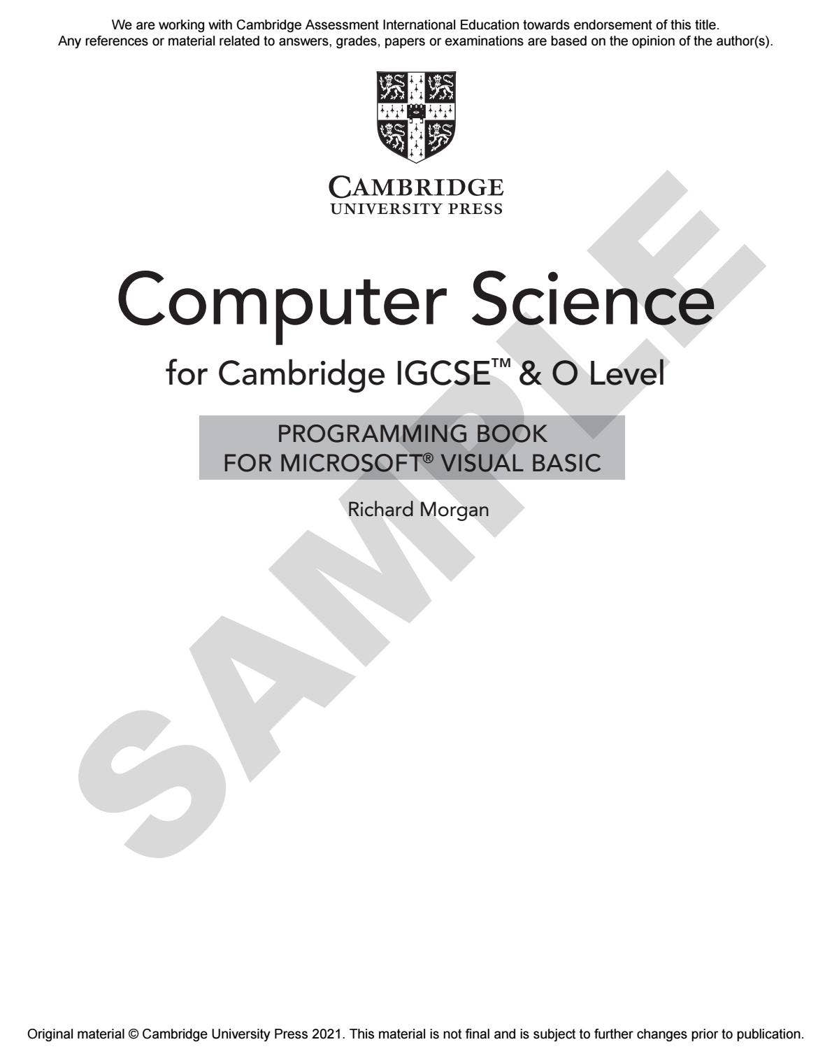 Cambridge IGCSE & O Level Computer Science Programming Book for ...