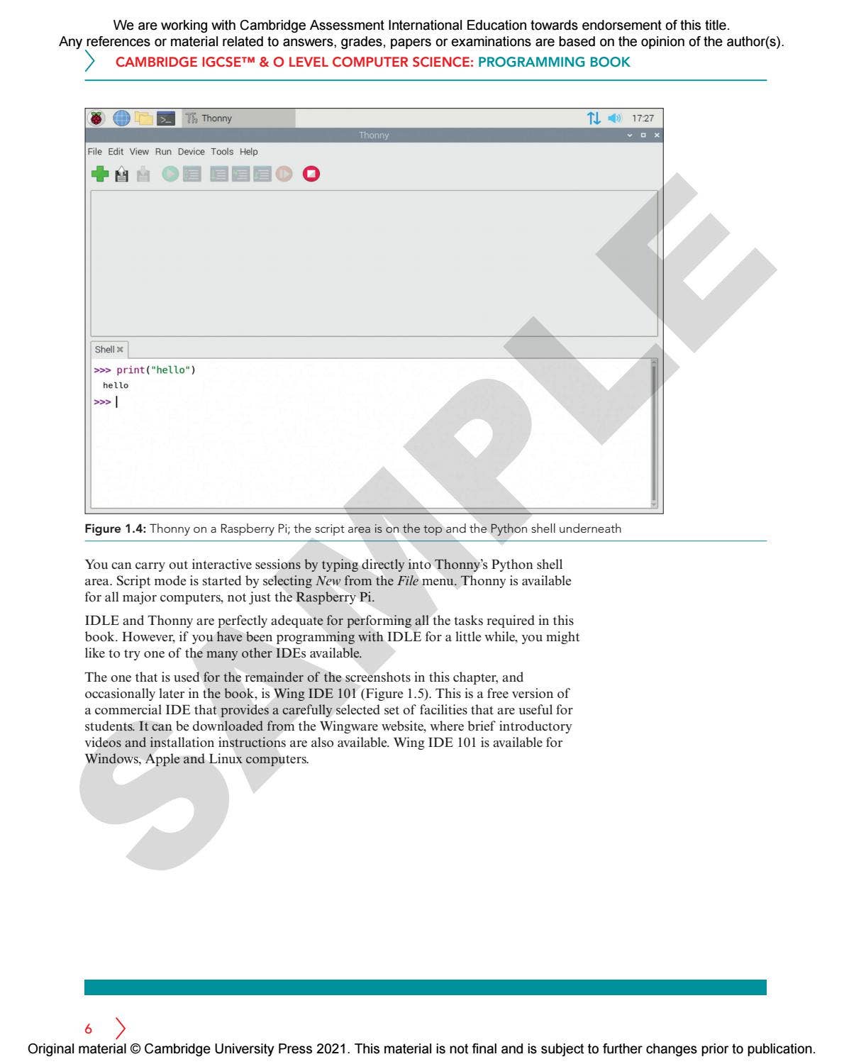 Cambridge IGCSE & O Level Computer Science Programming Book for Python Sample by Cambridge ...