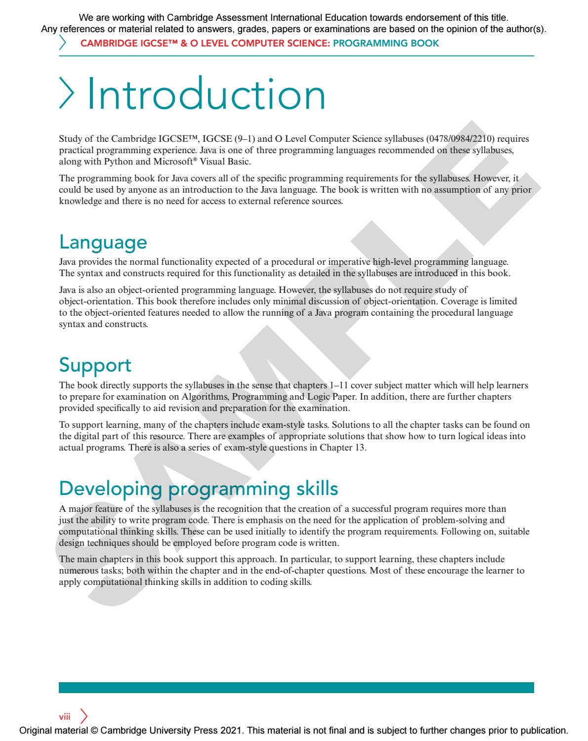 Cambridge Igcse And O Level Computer Science Programming Book For Java Sample By Cambridge