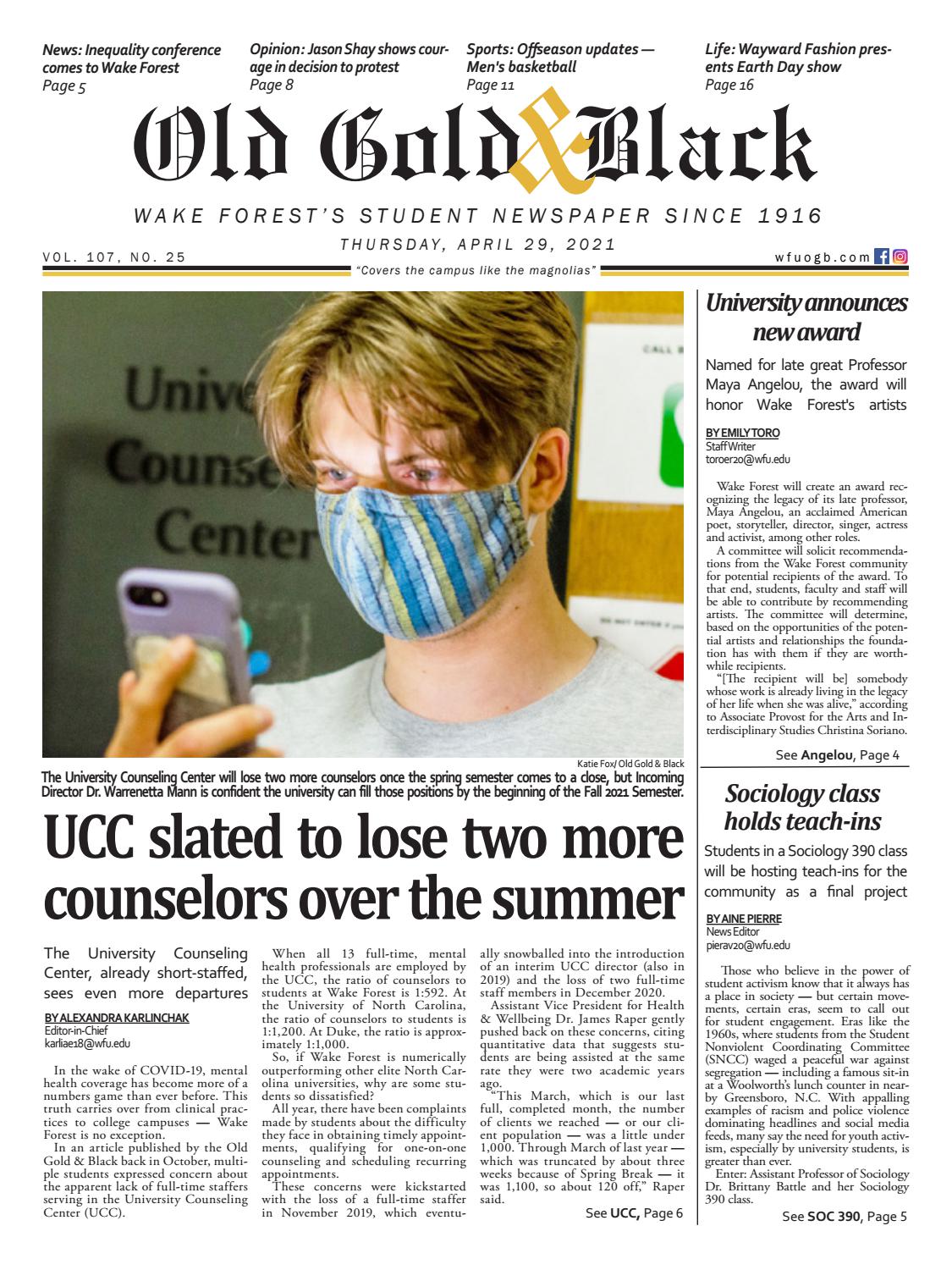 4/29 Issue by Old Gold & Black - Issuu