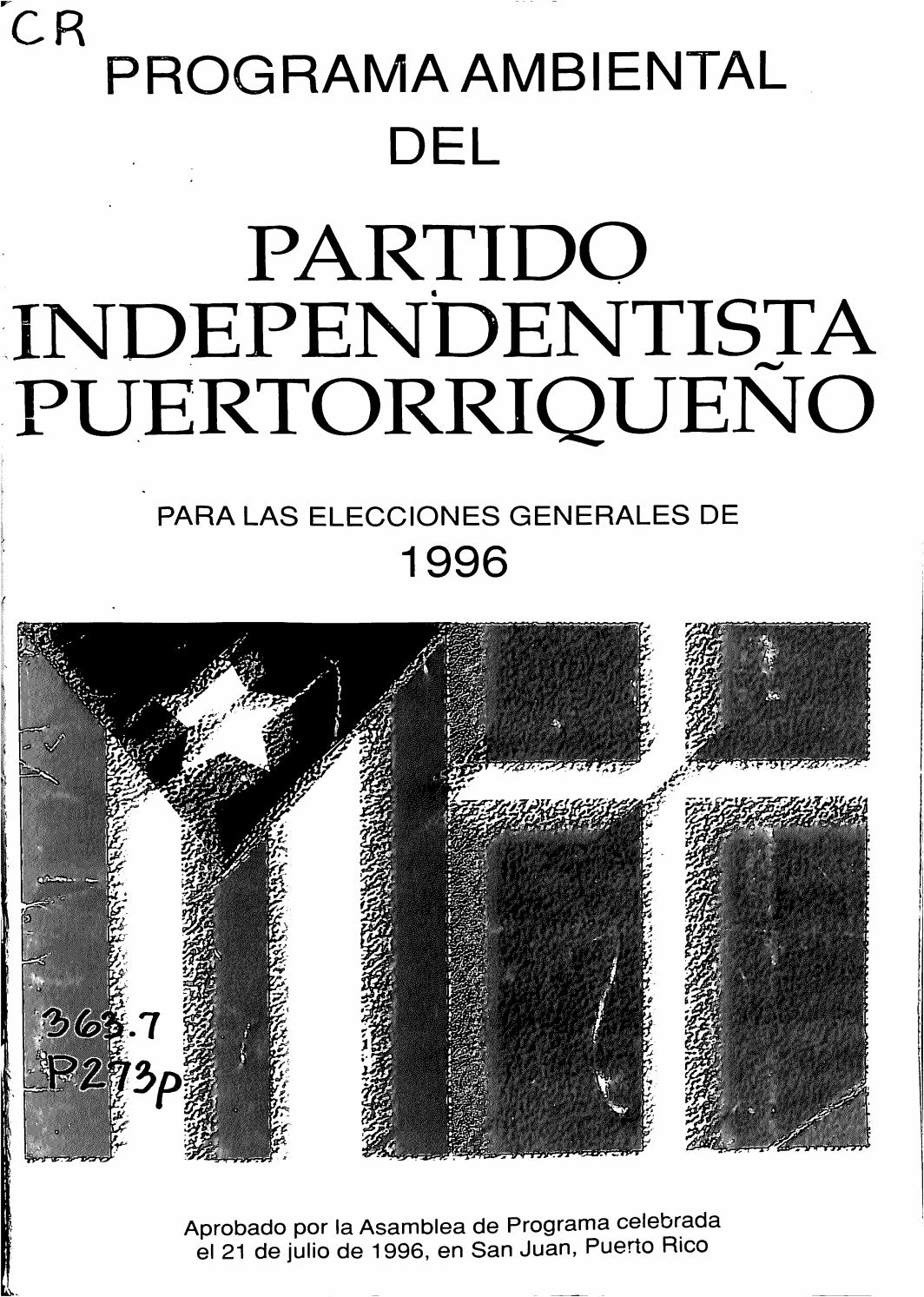 Programa Ambiental del Partido Independentista Puertorriqueño (1996) by ...