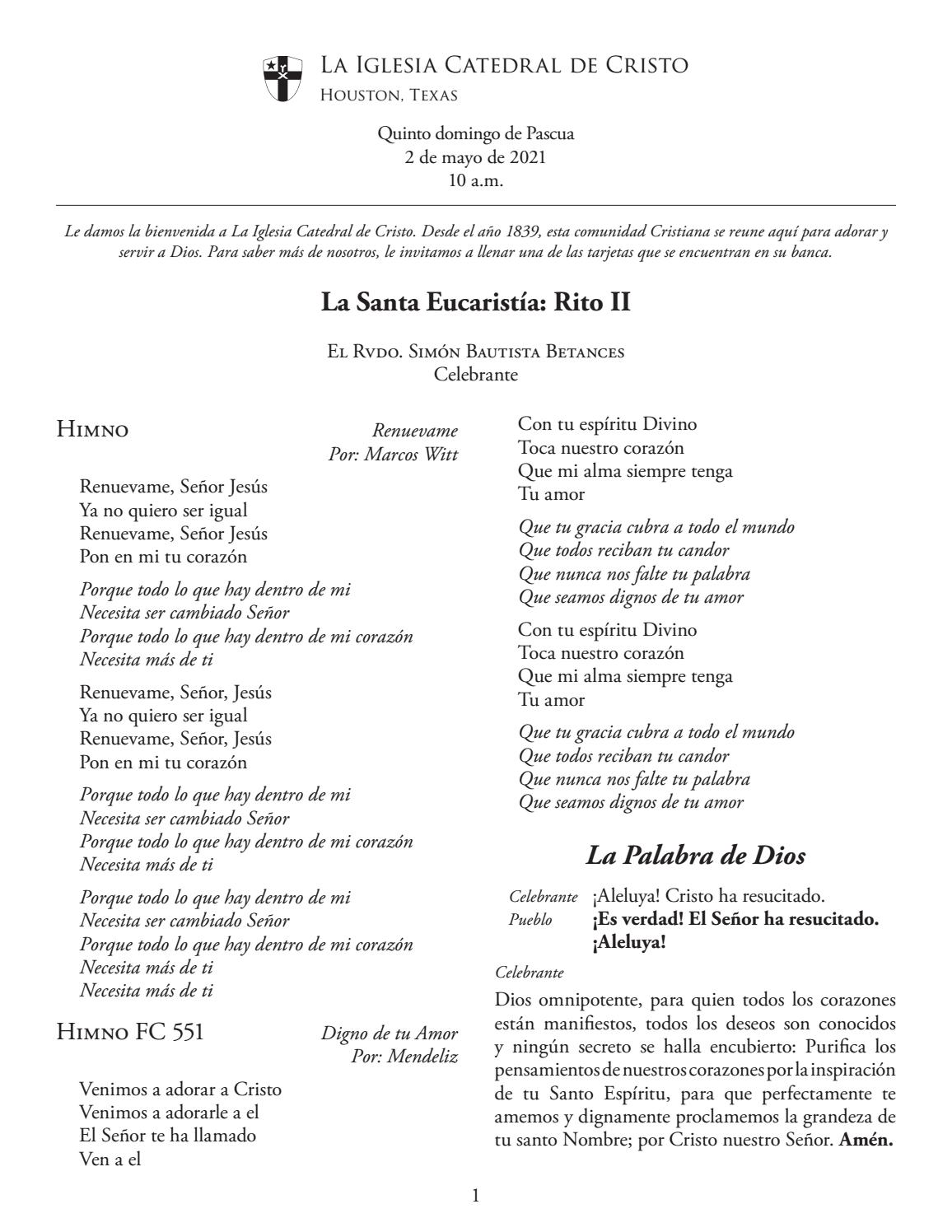 10 a.m. Spanish leaflet 5/2/21 by Christ Church Cathedral - Issuu
