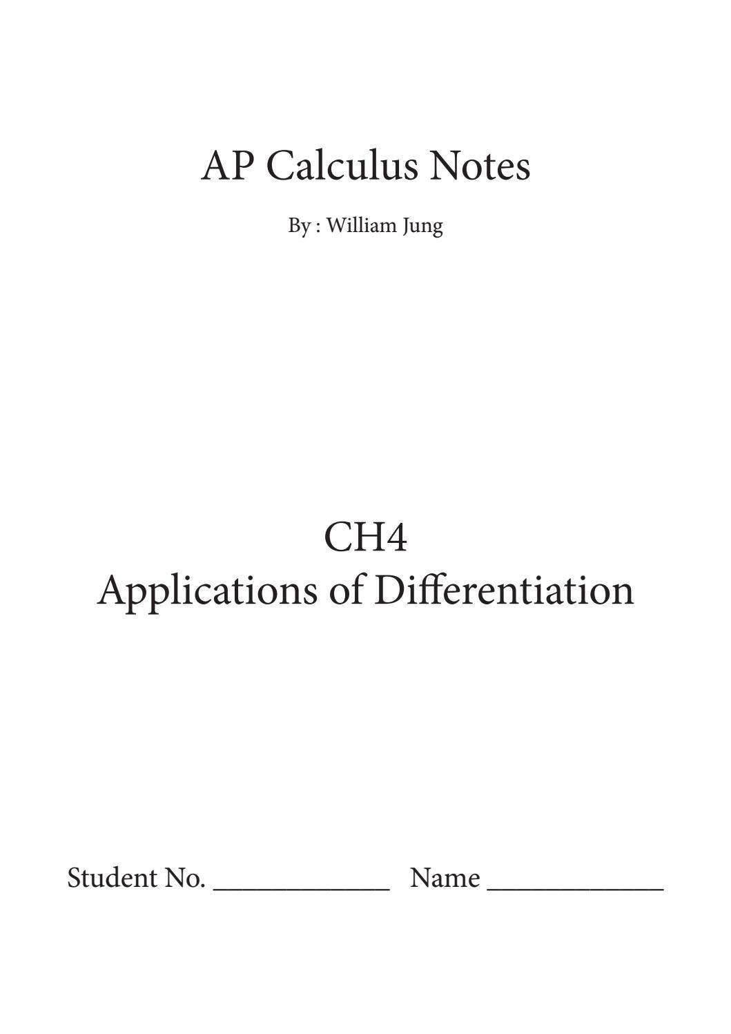 [Calculus] CH4 Application of Differentiation by Mr. Jung - Issuu