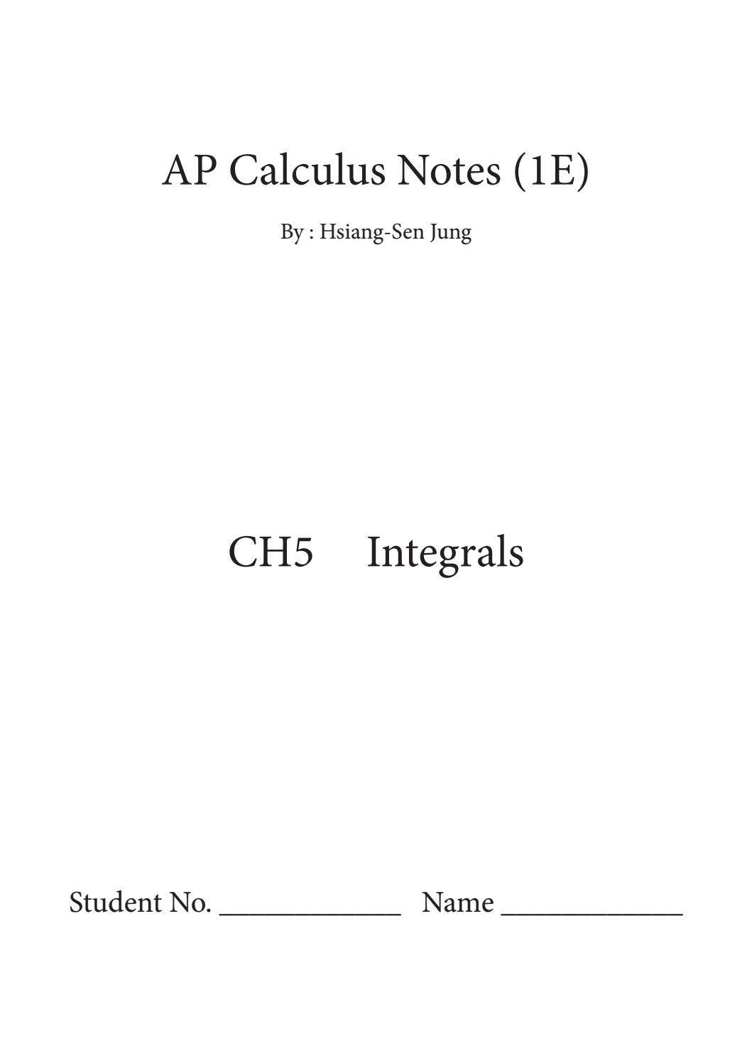 [Calculus] CH5 Integrals by Mr. Jung - Issuu