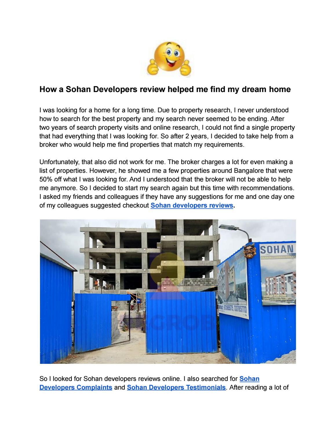 How a Sohan Developers review helped me find my dream home by bindumadhav - Issuu