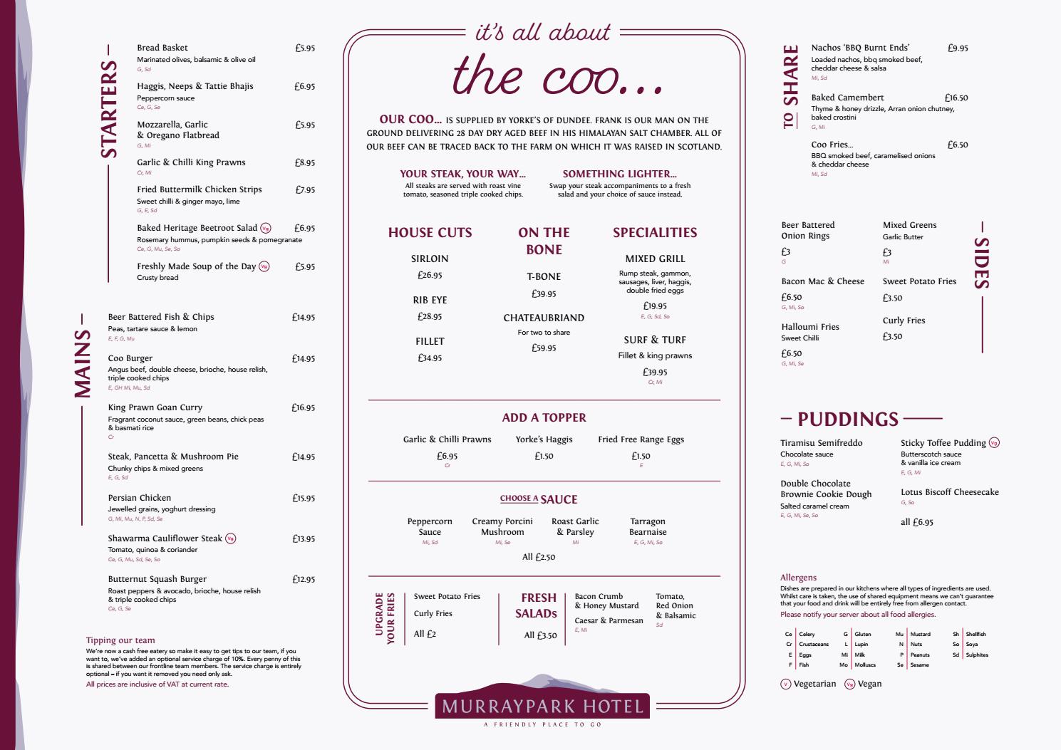 Murraypark Hotel Menu 2021 by Crieff Hydro - Issuu