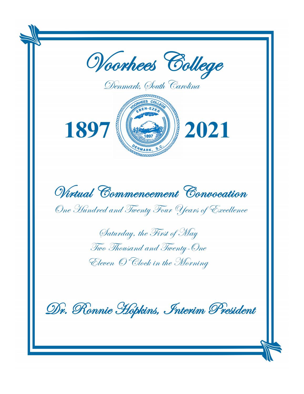 2021 Voorhees College Virtual Commencement Program by Voorhees ...