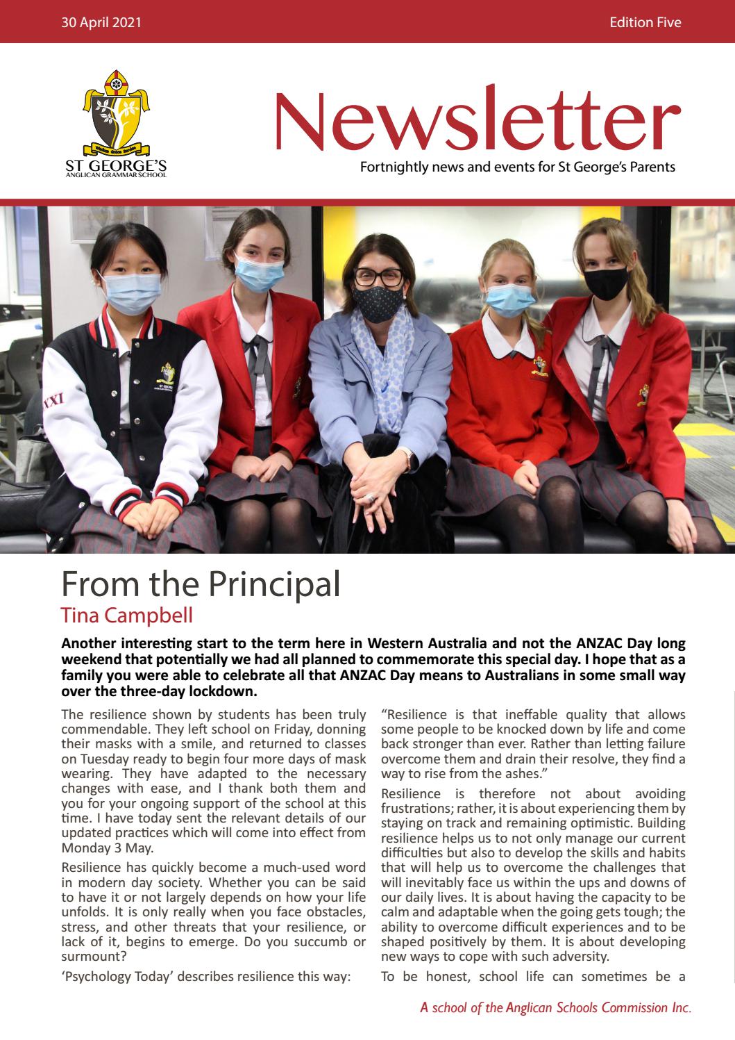 Newsletter Edition 5 2021 by St George's Anglican Grammar School - Issuu