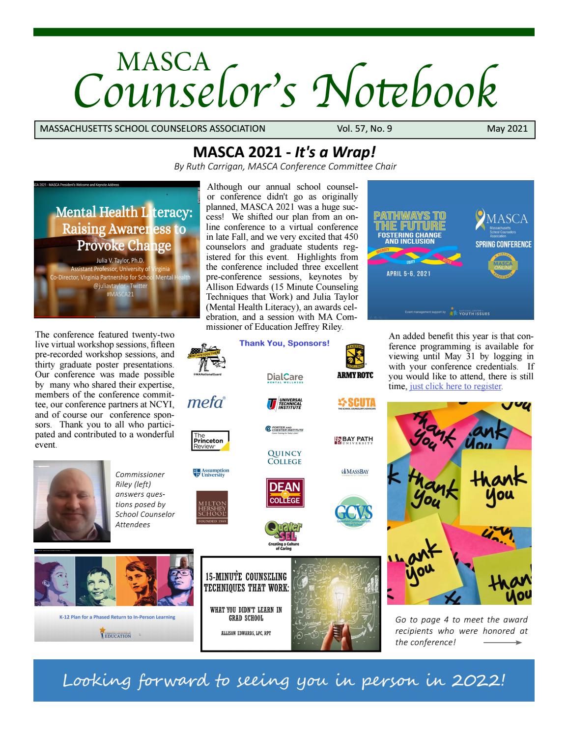 Counselor's Notebook, May 2021 by Massachusetts School Counselors ...