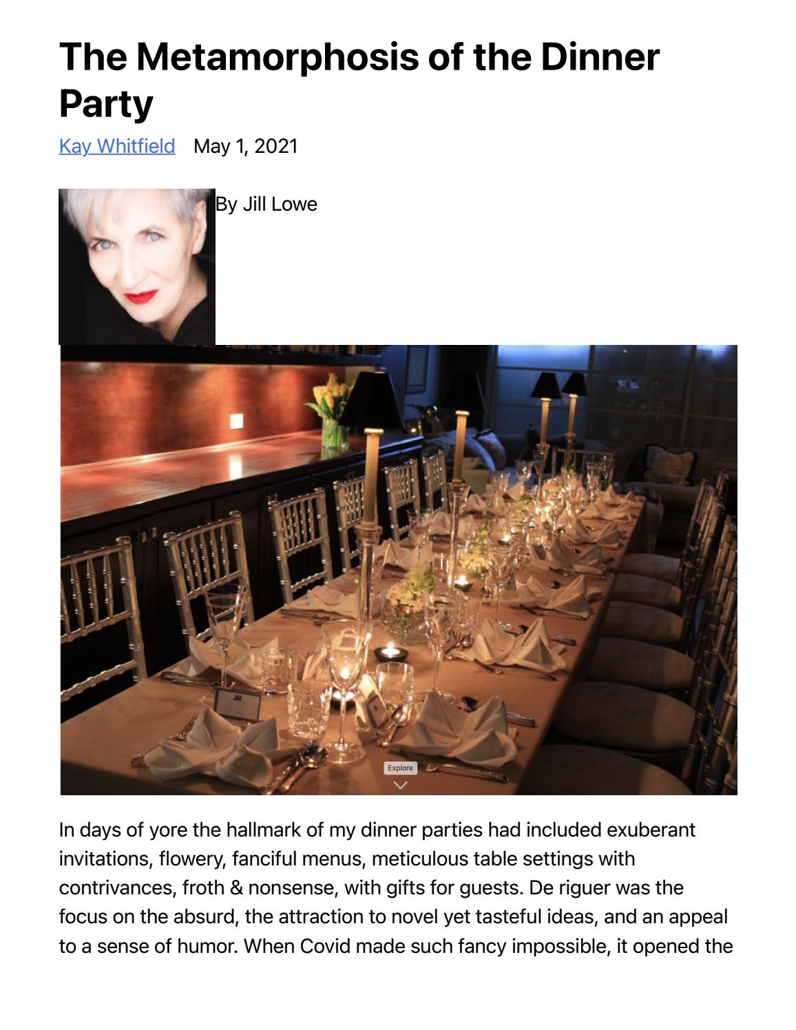 The Metamorphosis of the Dinner Party by jillylowe - Issuu