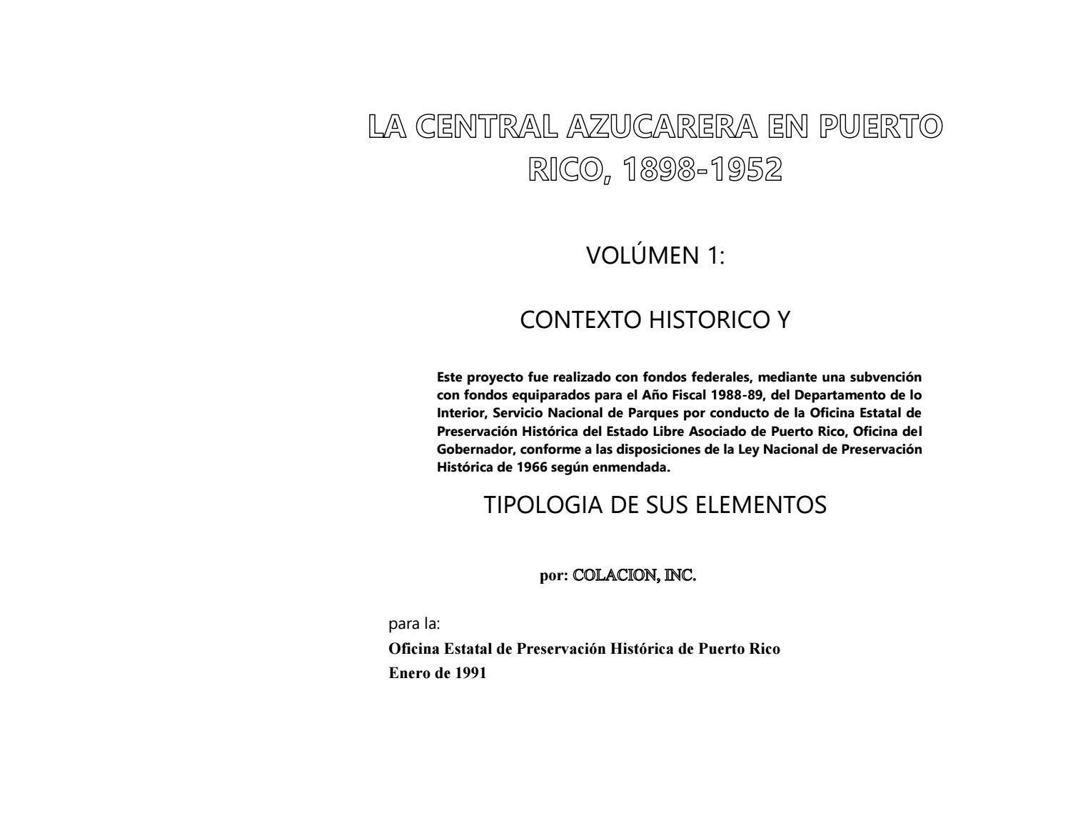 La central azucarera en Puerto Rico, 1898-1952. by La Colección ...