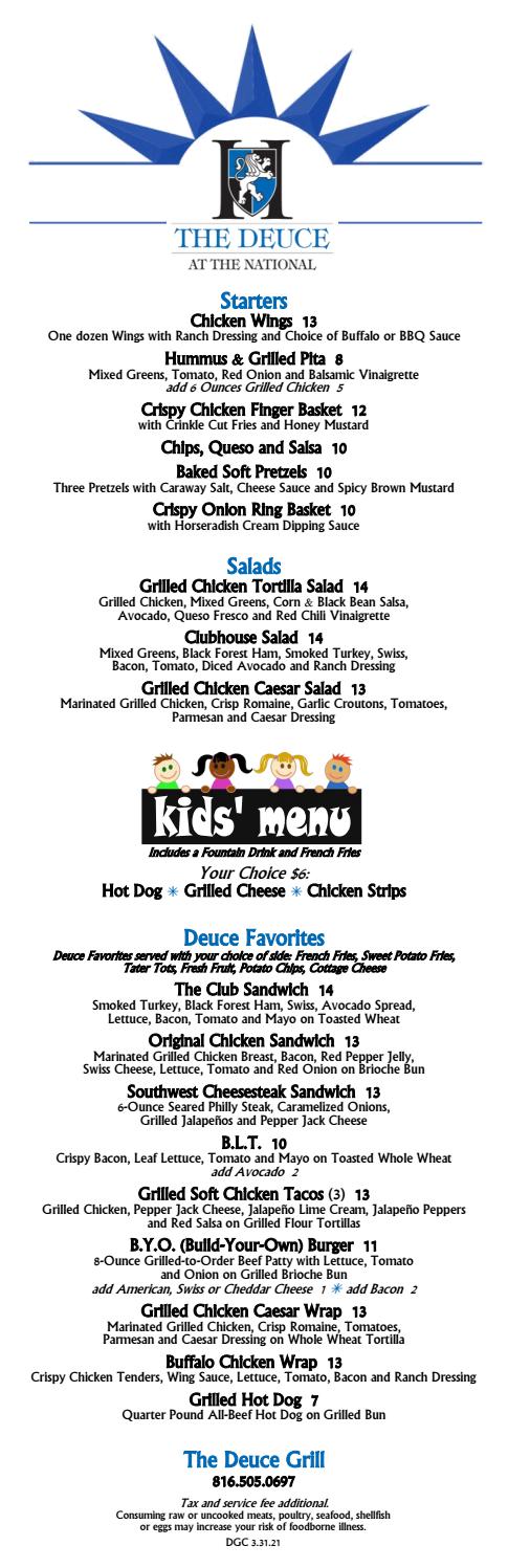 Spring 2021 Deuce Menu by Loch Lloyd Country Club - Issuu