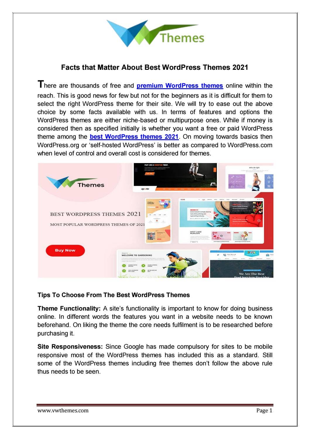 Facts that Matter About Best WordPress Themes 2021 by vwthemes - Issuu