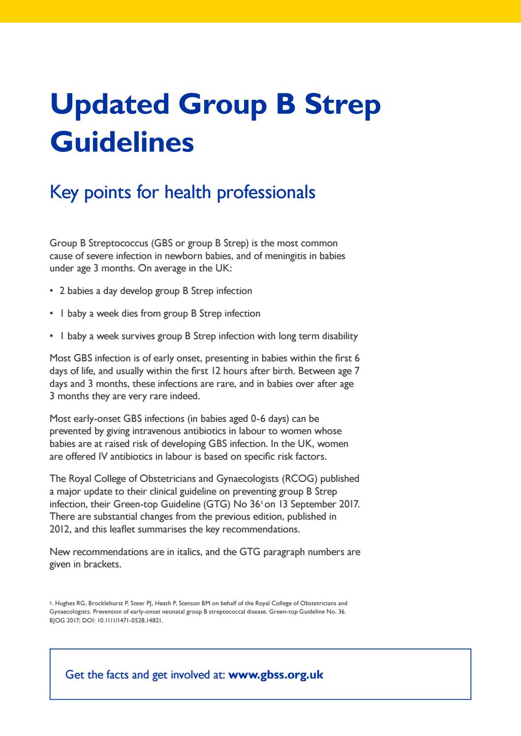 Group B Strep guidelines: Key points for health professionals by Group ...