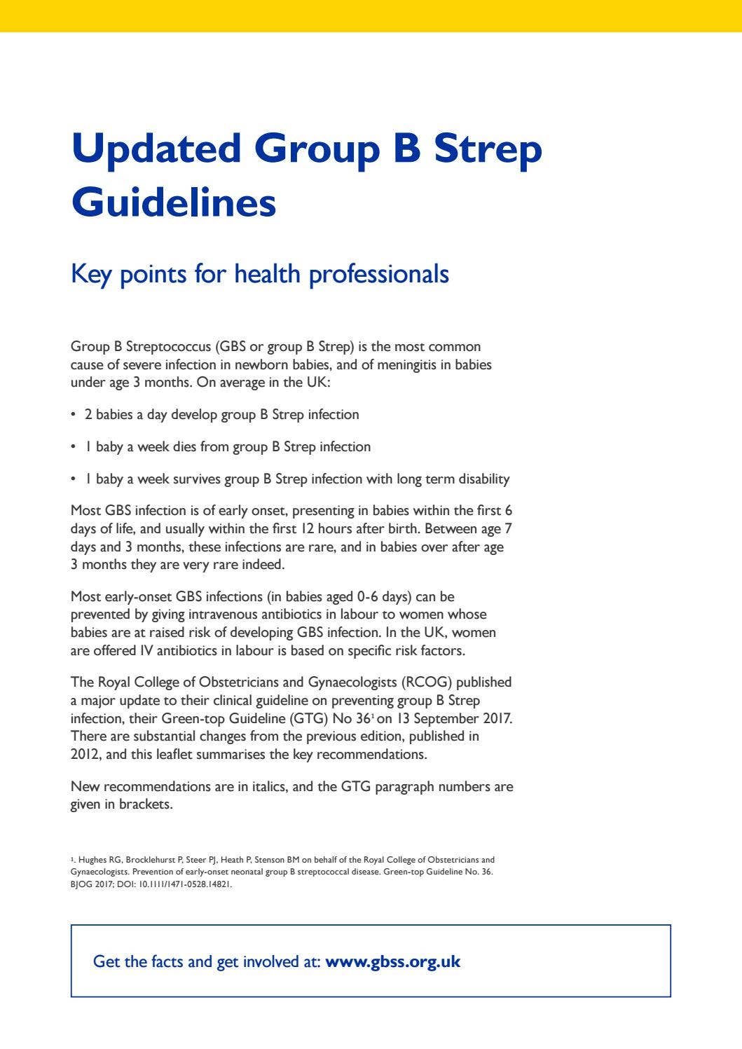 Group B Strep guidelines: Key points for health professionals by Group ...