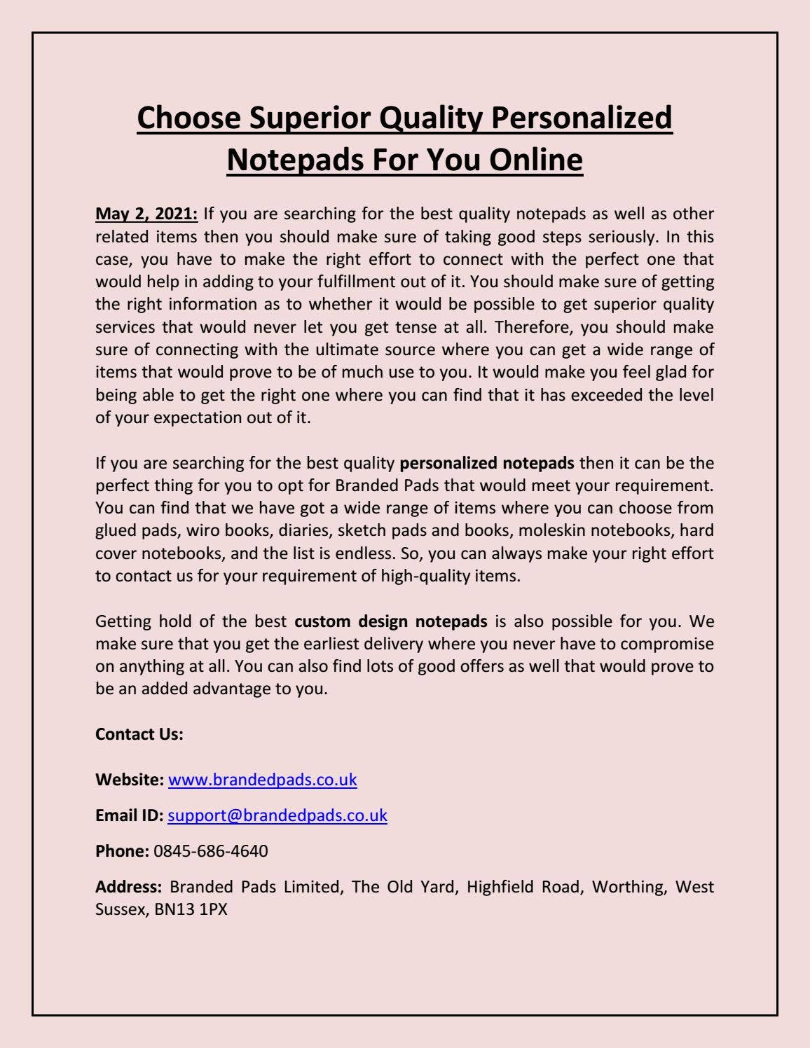 Choose Superior Quality Personalized Notepads For You Online by ...