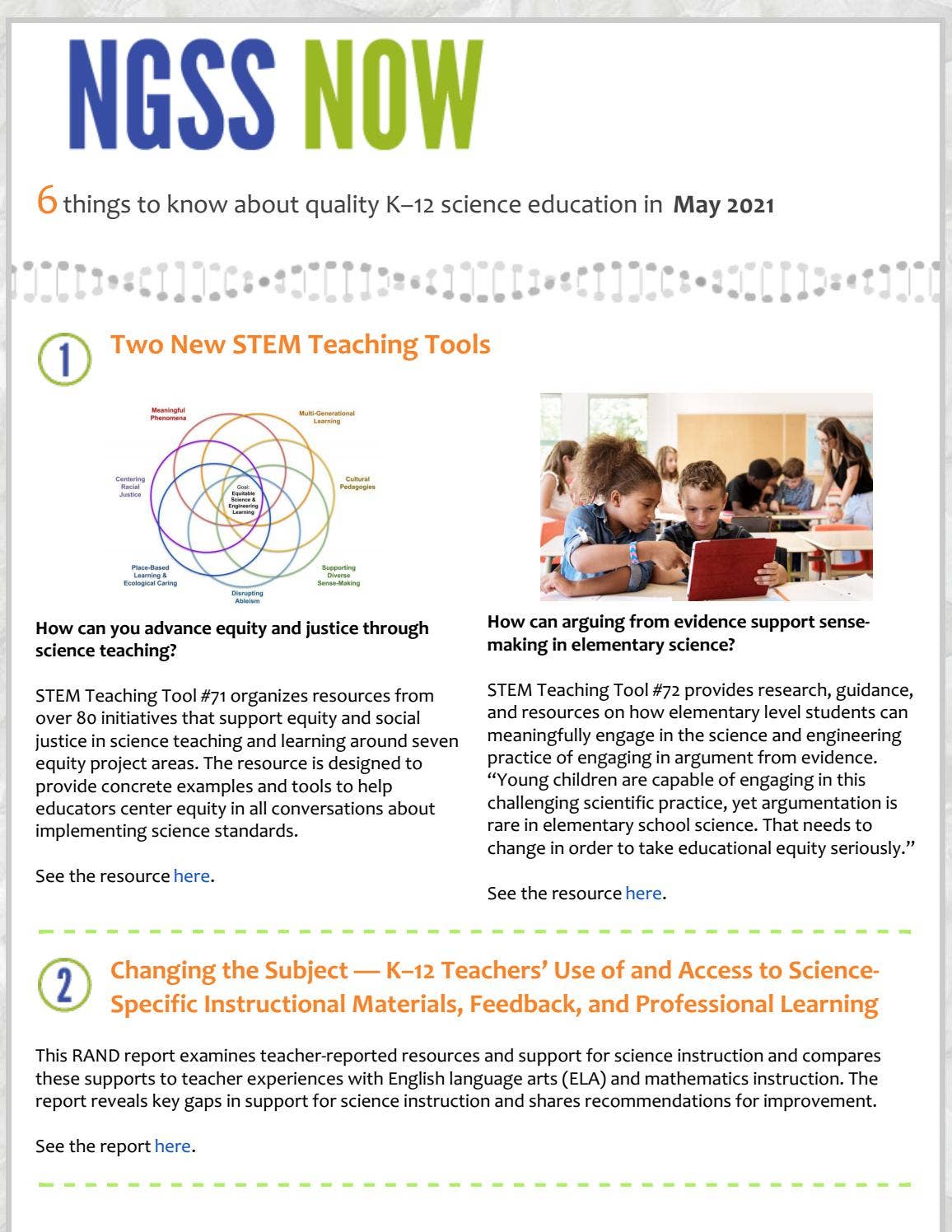 May 2021 NGSS Now Newsletter by NextGenScience - Issuu
