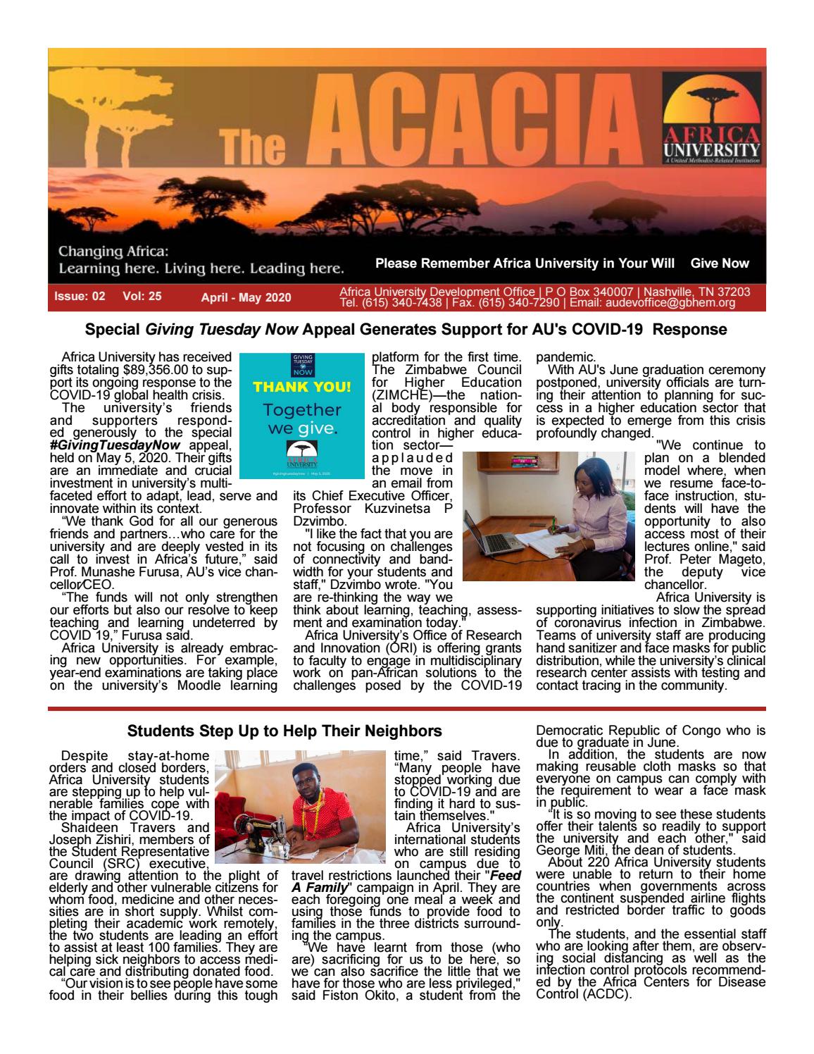 Acacia e-Newsletter - April-May 2020 by Africa University Development ...