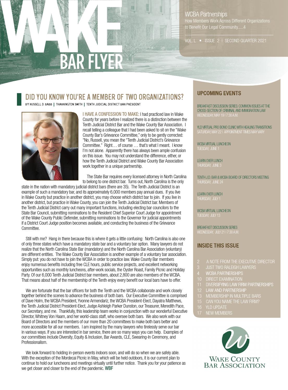 Wake Bar Flyer | Second Quarter 2021 by Wake County Bar Association - Issuu