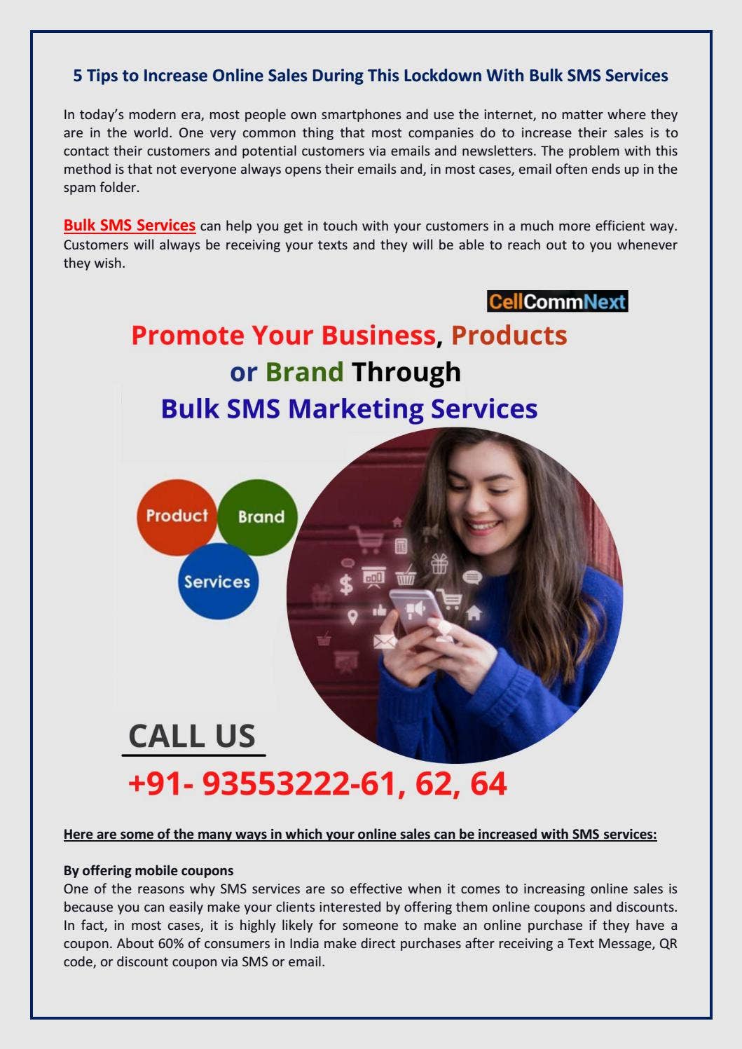 5 Tips to Increase Online Sales During This Lockdown With Bulk SMS Services by Cellcommnext - Issuu