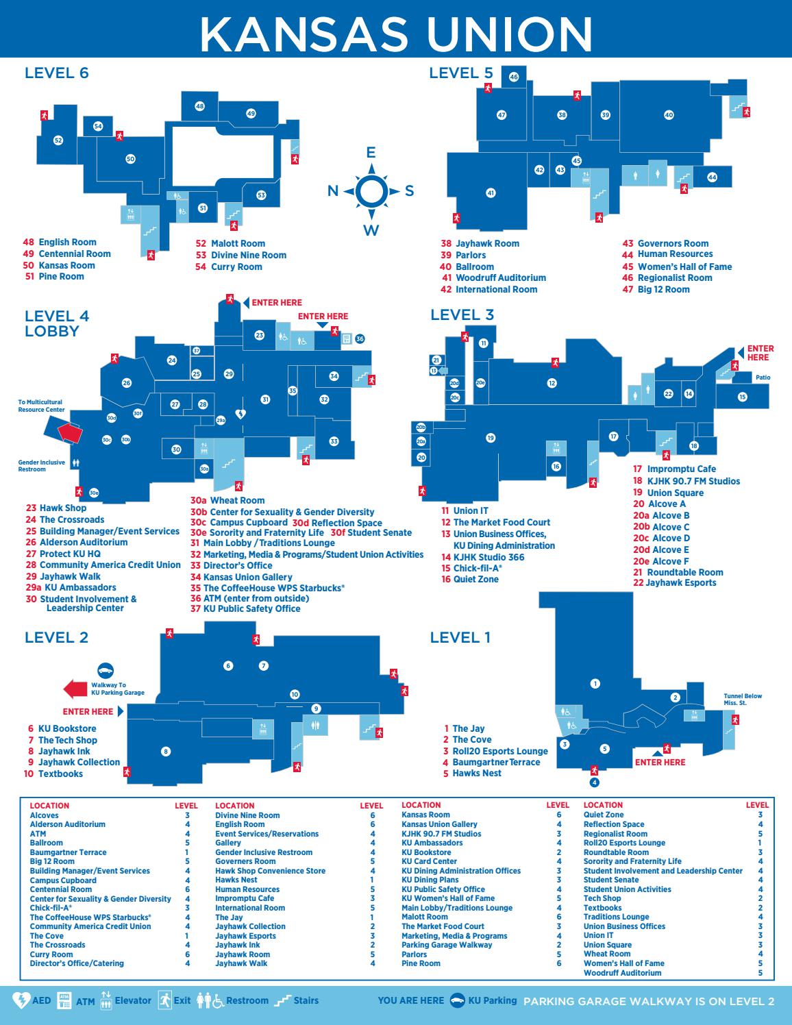 KANSAS UNION BUILDING DIRECTORY: PRINTABLE VERSION by KU Memorial Union ...