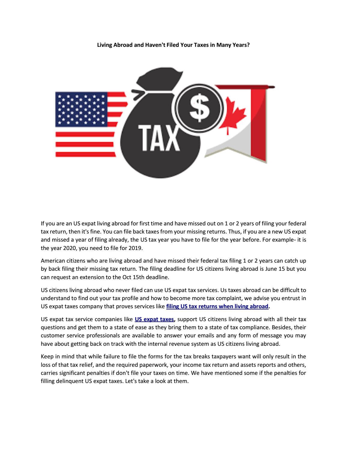 Living Abroad and Haven't Filed Your Taxes in Many Years? by USA Expat ...