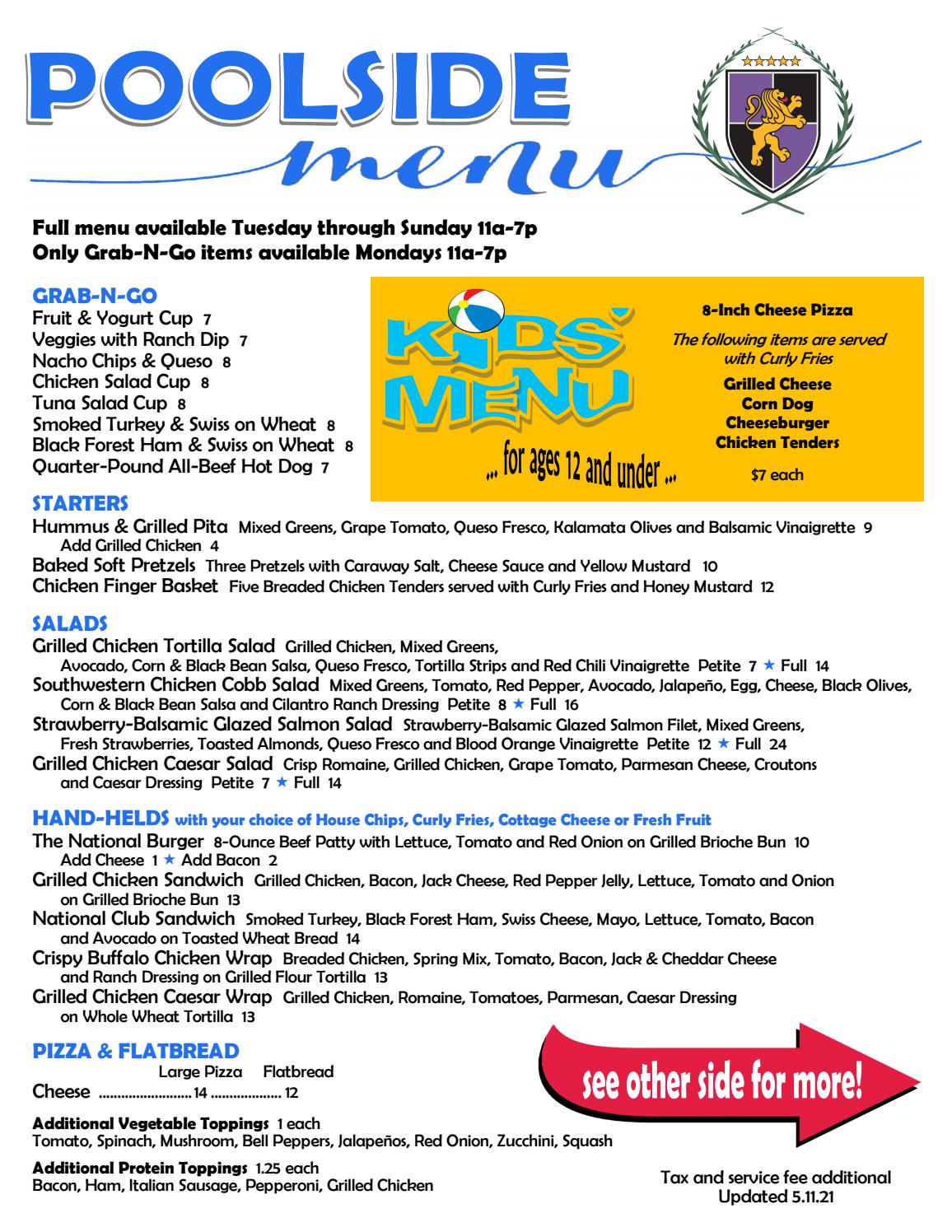 Snack Bar Menu 2021 for The National Golf Club of Kansas City by ...