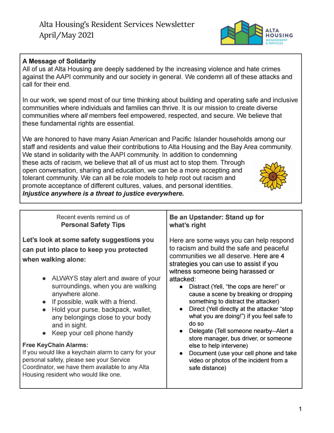 Alta Housing Resident Newsletter April-May 2021 by Alta Housing - Issuu
