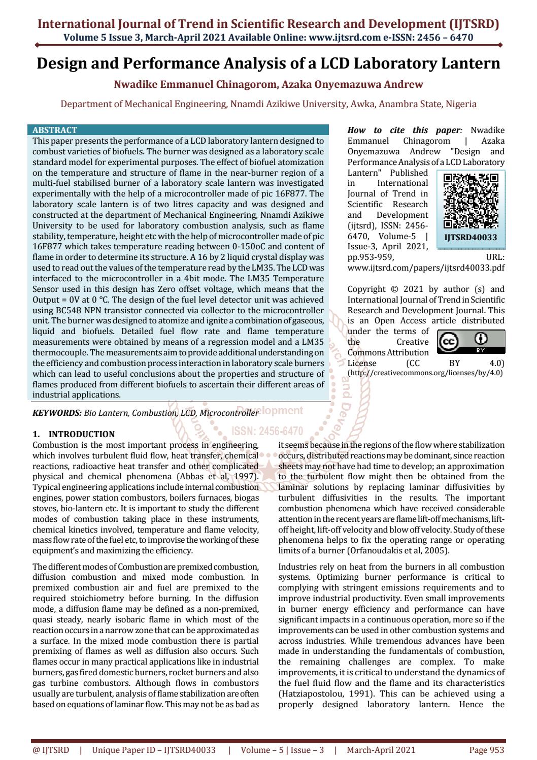 Design and Performance Analysis of a LCD Laboratory Lantern by ...