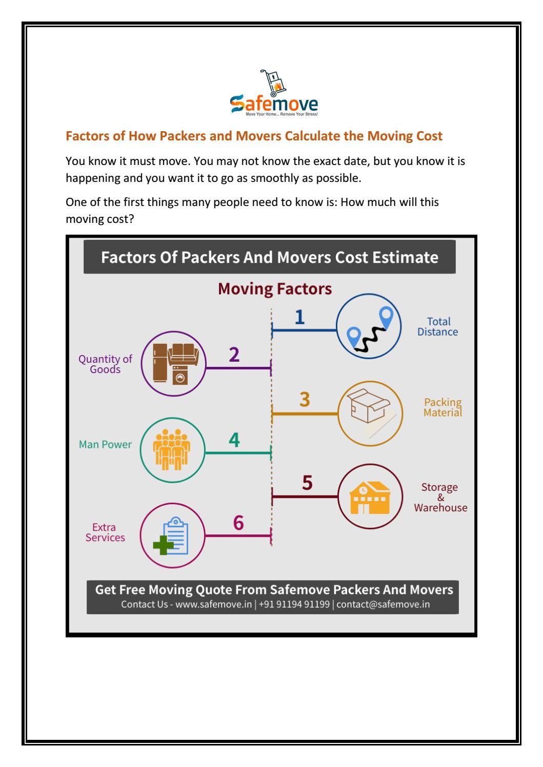 Factors of How Packers and Movers Calculate The Moving Cost by Safemove ...