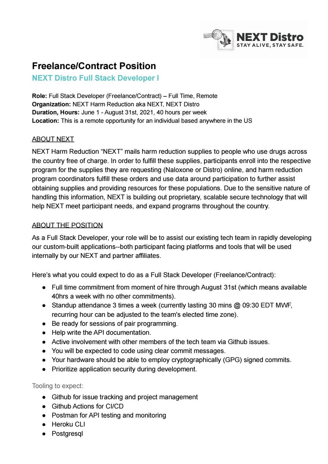 NEXT Distro Full Stack Developer Position by nextdistro - Issuu