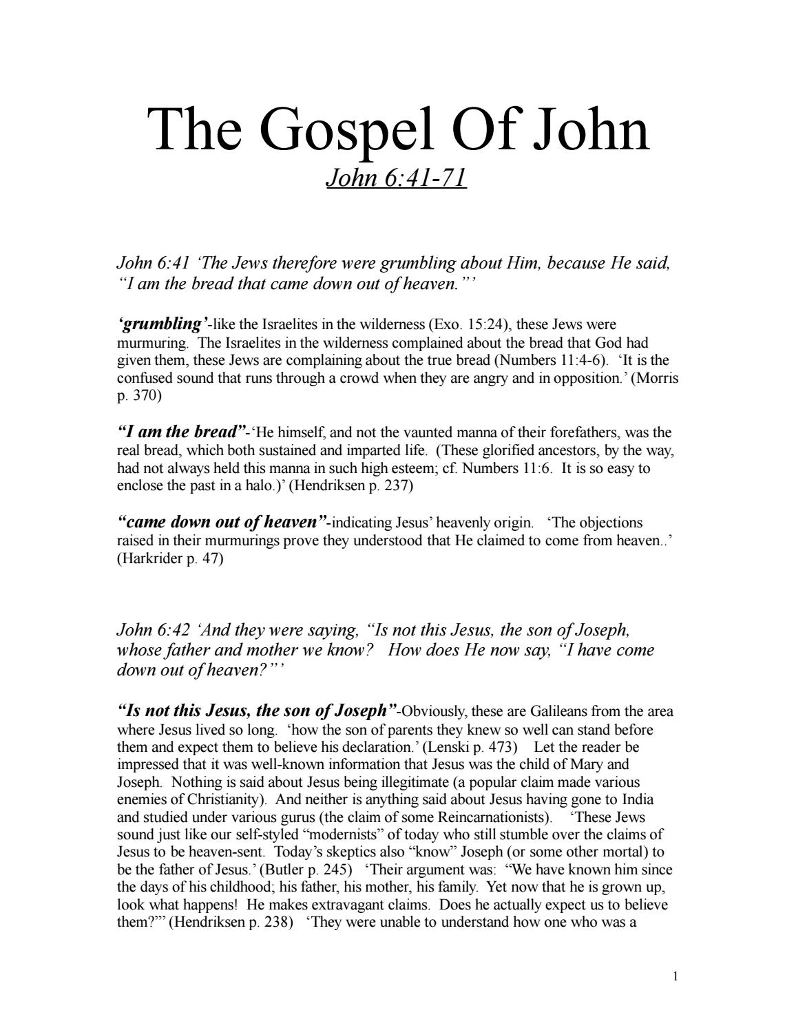 John Chapter 6:41-71 by Mark Dunagan - Issuu