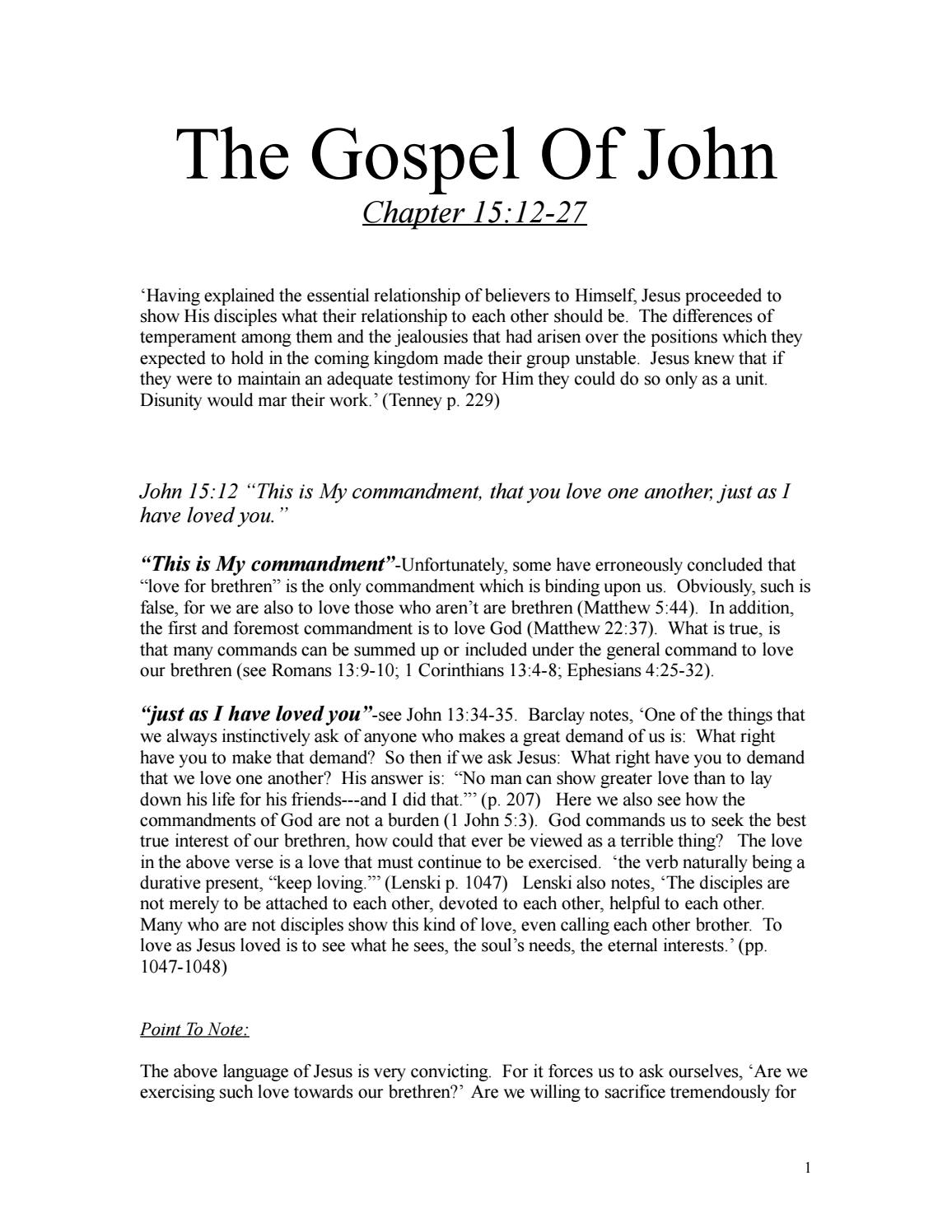 John Chapter 15:12-27 by Mark Dunagan - Issuu