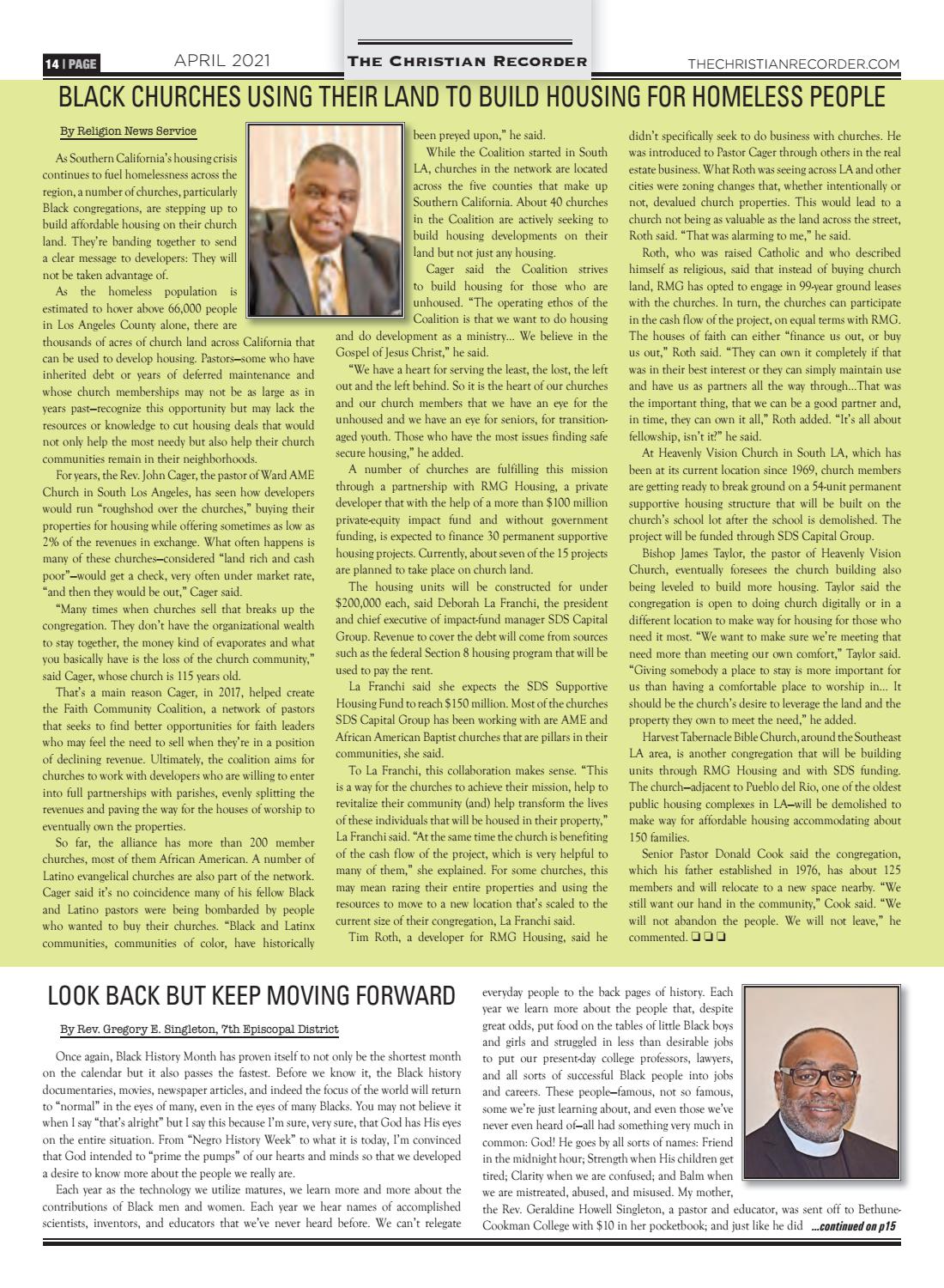 April 2021 Edition of The Christian Recorder by John Thomas III - Issuu