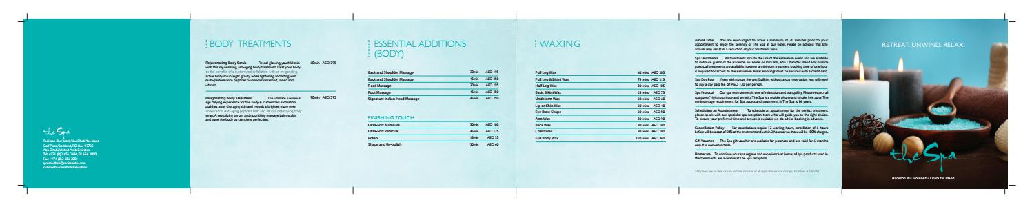 Spa Menu by Yas Plaza Hotels - Issuu