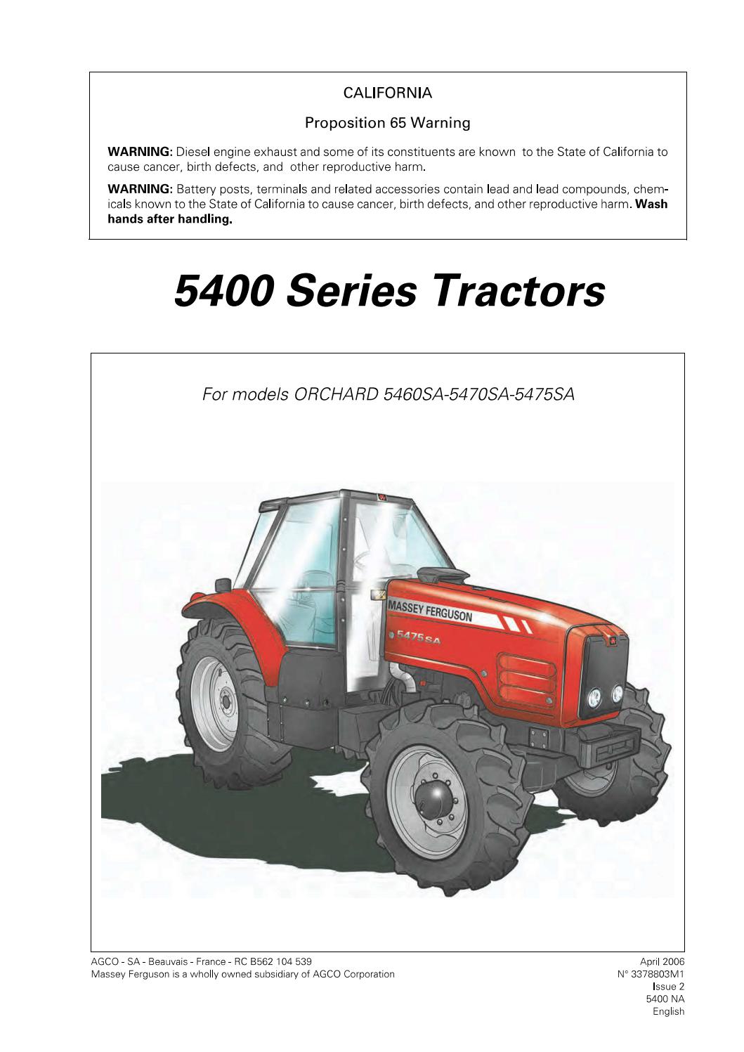 Massey Ferguson SA MF 5400 Series Tractor ORCHARD 54600SA 5470SA 5475SA ...