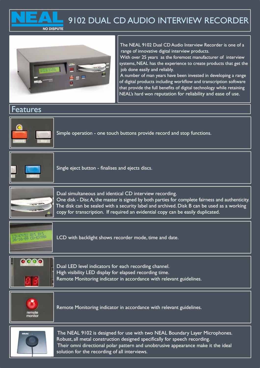 NEAL 9102 DUAL CD AUDIO INTERVIEW RECORDER issue 3 by Canford Audio - Issuu
