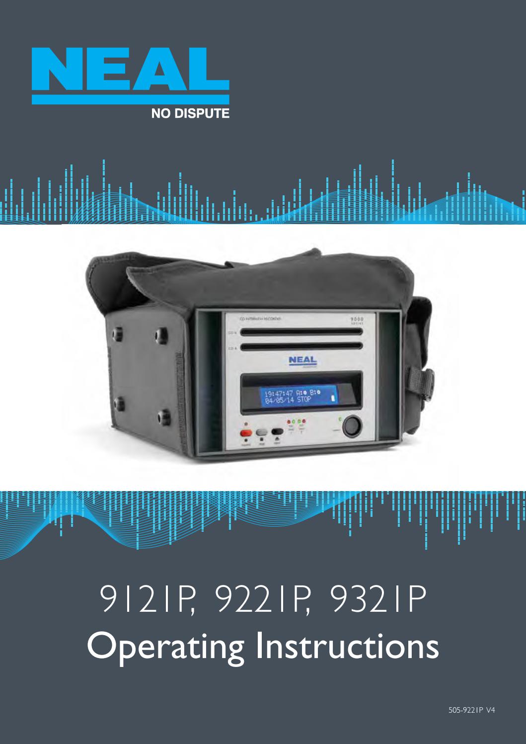 505-9221P NEAL 9121P, 9221P, 9321P Operating Instructions V4 by Canford ...