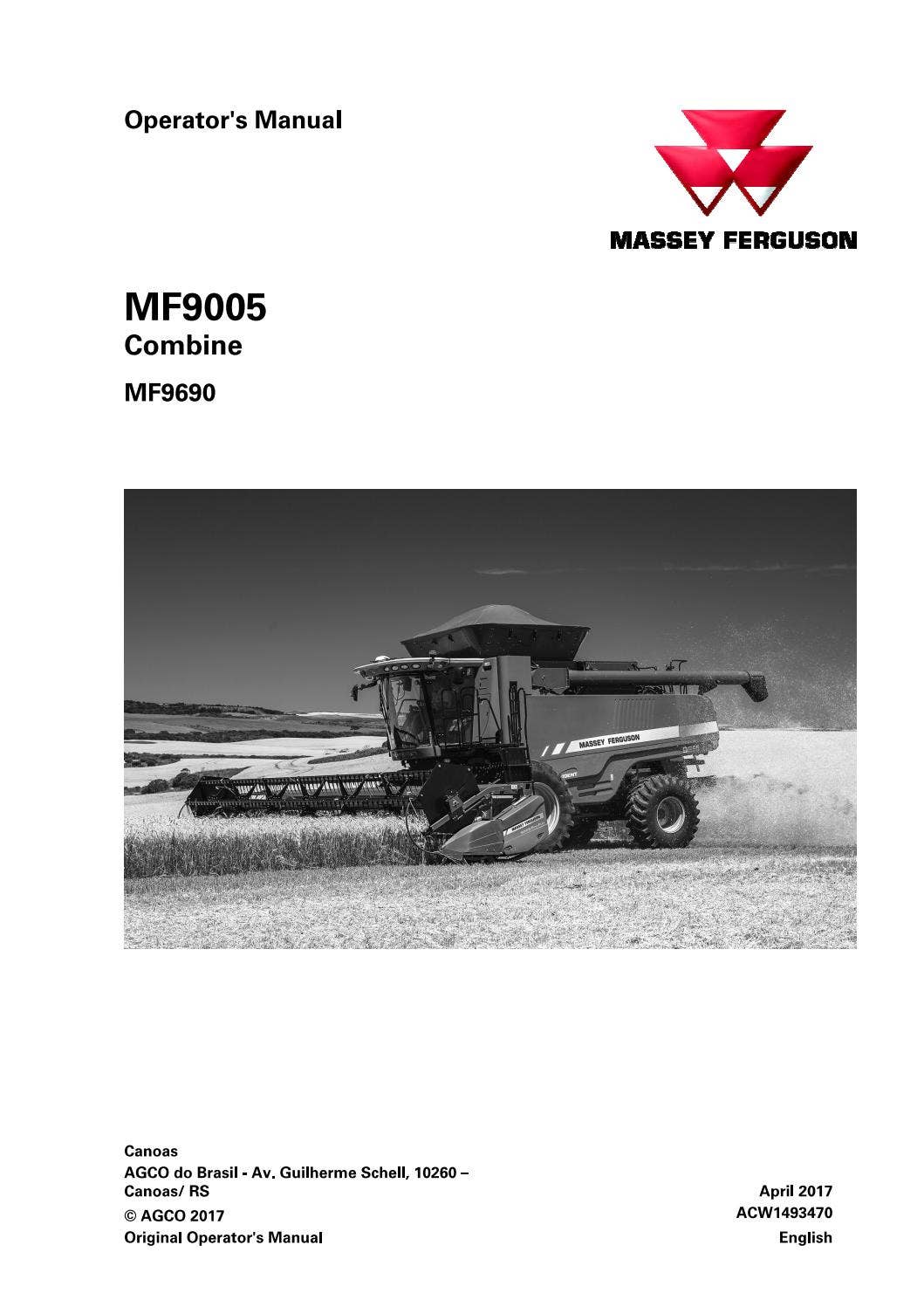 Massey Ferguson SA MF9005 MF9690 Combine Operator’s Manual – PDF ...