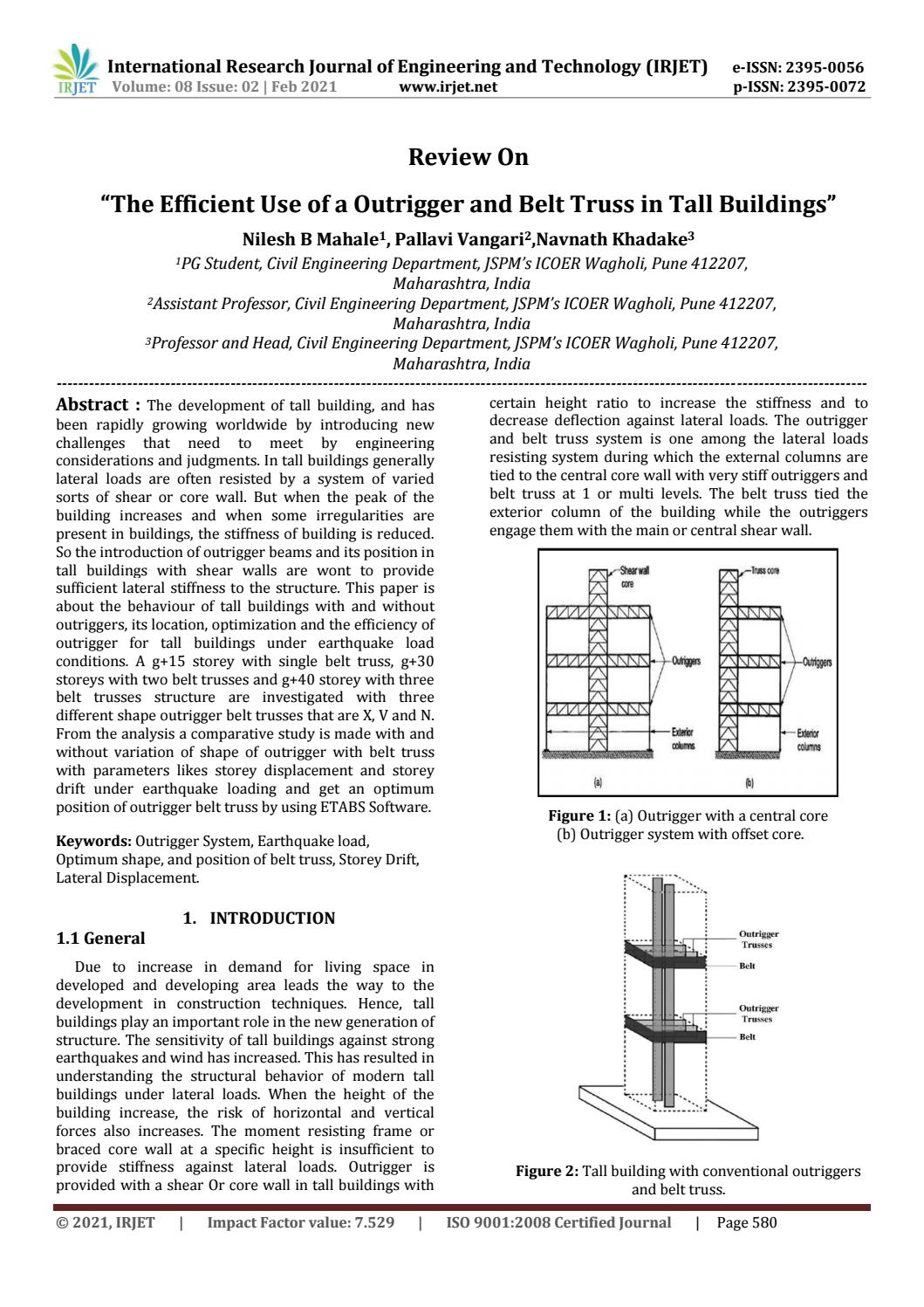 IRJET- Review on “The Efficient use of a Outrigger and Belt Truss in ...