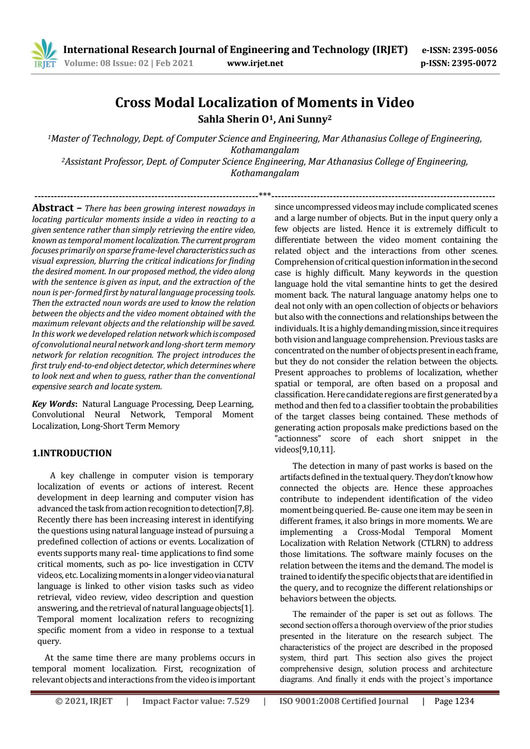 IRJET- Cross Modal Localization of Moments in Video by IRJET Journal - Issuu