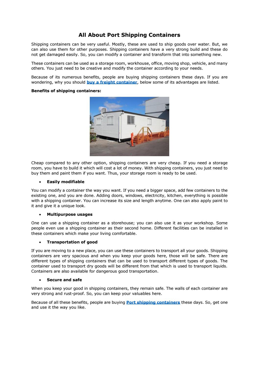 All About Port Shipping Containers by Port Shipping Containers - Issuu