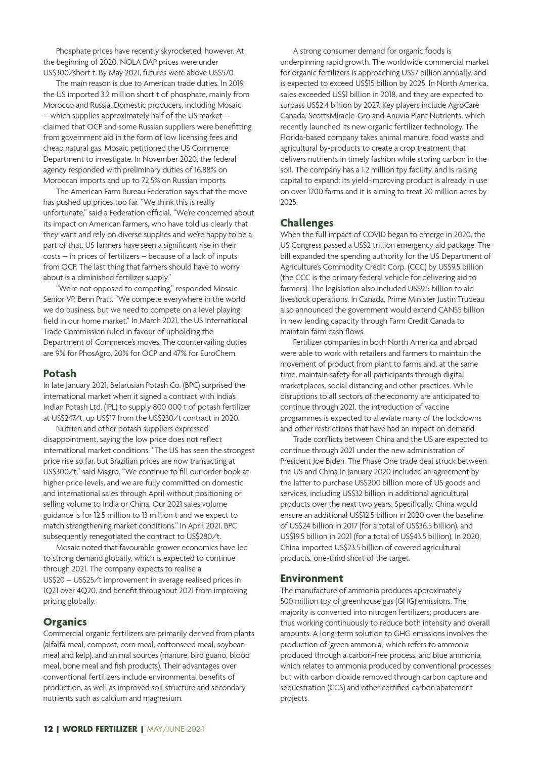 World Fertilizer - May/June 2021 by PalladianPublications - Issuu