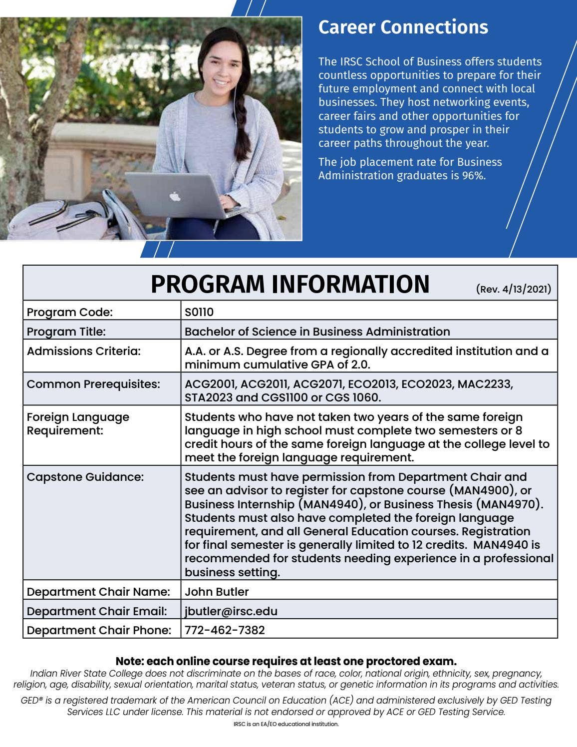 IRSC Bachelor of Science Degree in Business Administration by Indian ...